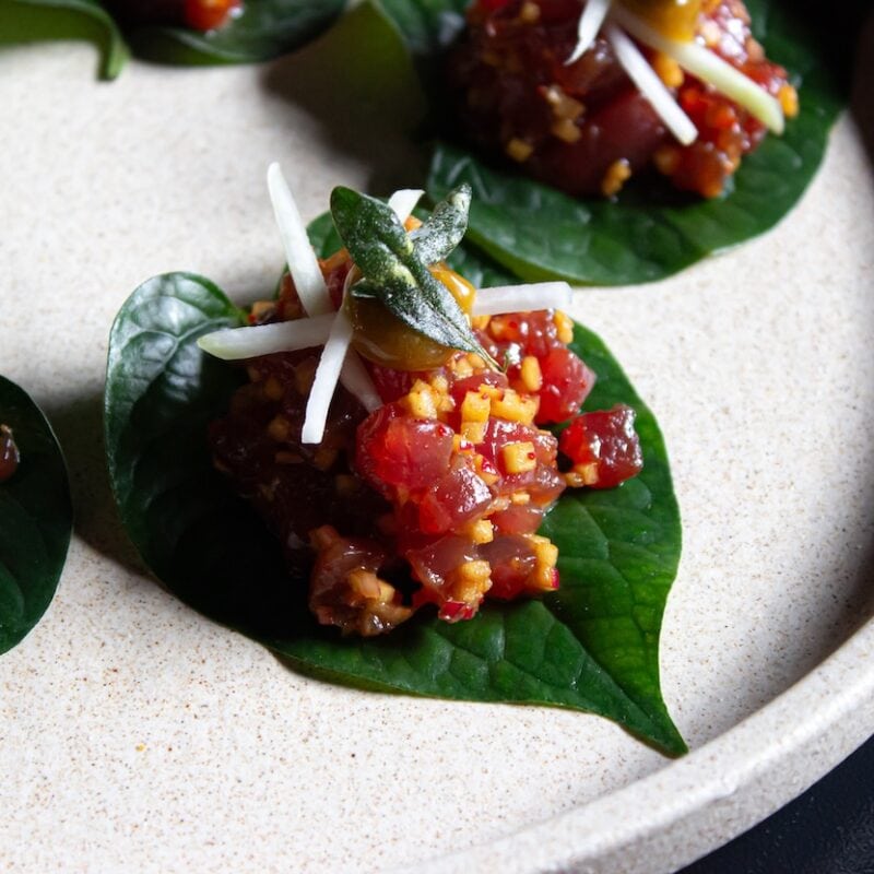 Tuna tartare betel leaf - Tuna Australia